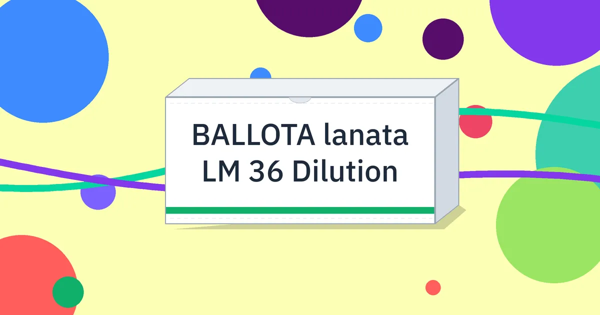 Symbolbild: Packung mit der Aufschrift BALLOTA lanata LM 36 Dilution (PZN 13374400) – Verfügbarkeit und Bezug in Apotheken in Frankfurt am Main
