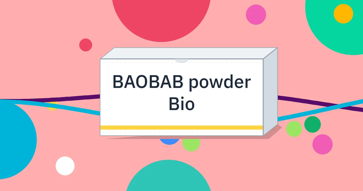 Symbolbild: Packung mit der Aufschrift BAOBAB powder Bio (PZN 18412683) – Verfügbarkeit und Bezug in Apotheken in Frankfurt am Main