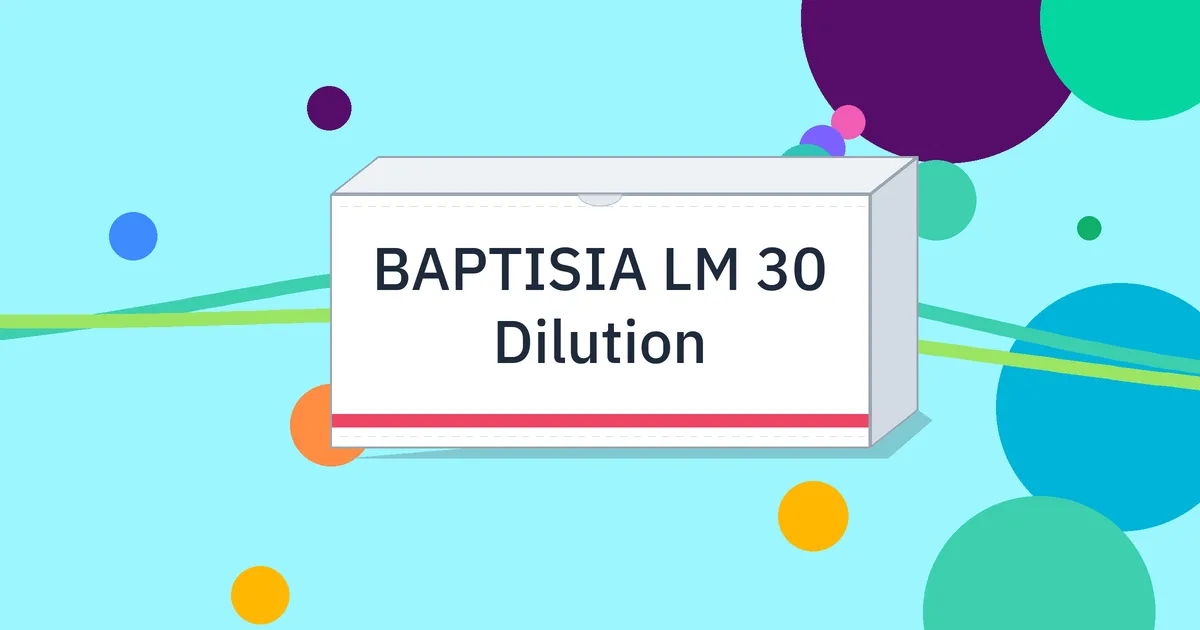 Symbolbild: Packung mit der Aufschrift BAPTISIA LM 30 Dilution (PZN 12788298) – Verfügbarkeit und Bezug in Apotheken in Frankfurt am Main