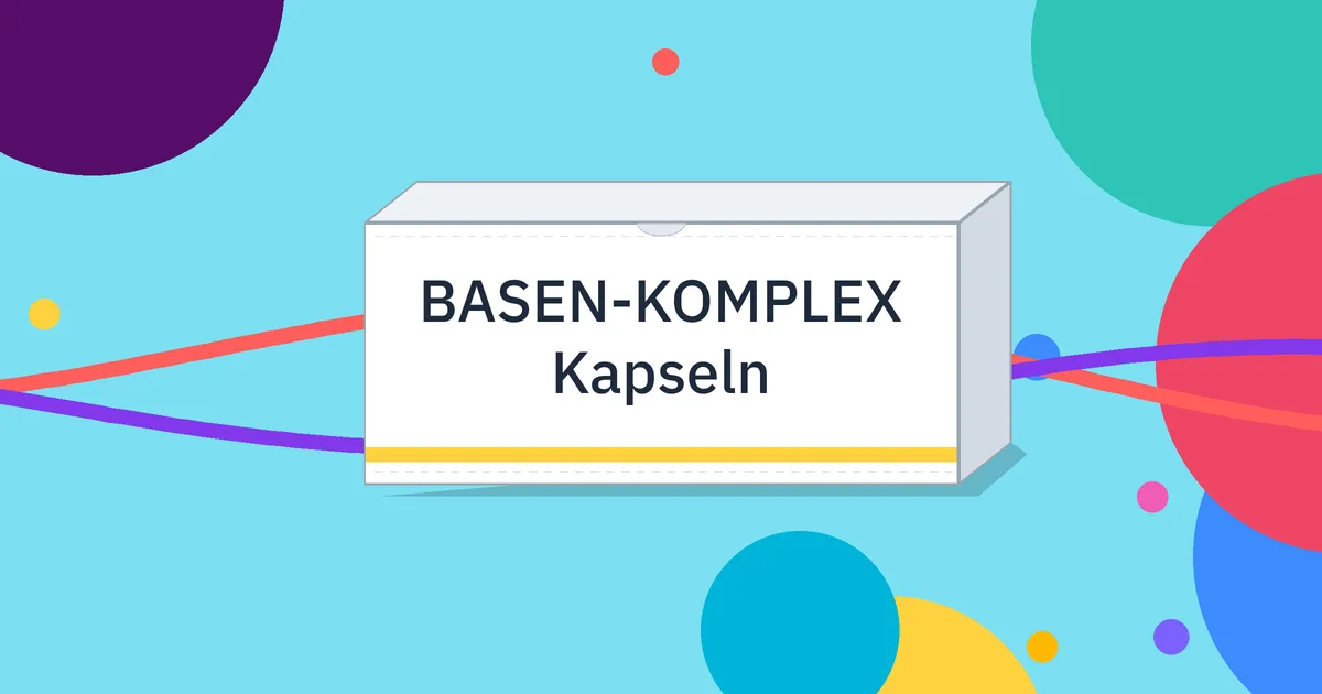 Symbolbild: Packung mit der Aufschrift BASEN-KOMPLEX Kapseln (PZN 18426828) – Verfügbarkeit und Bezug in Apotheken in Frankfurt am Main