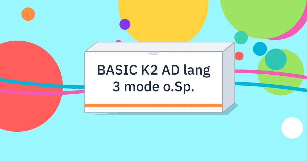 Symbolbild: Packung mit der Aufschrift BASIC K2 AD lang 3 mode o.Sp. (PZN 20264557) – Verfügbarkeit und Bezug in Apotheken in Frankfurt am Main