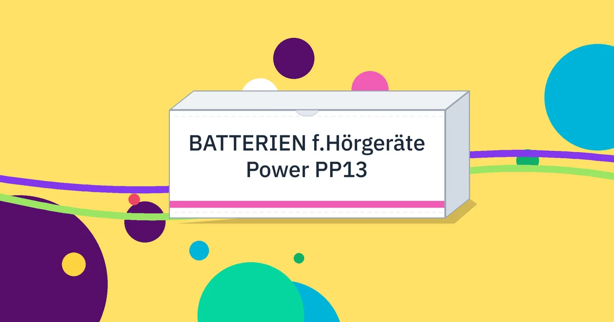 Symbolbild: Packung mit der Aufschrift BATTERIEN f.Hörgeräte Power PP13 (PZN 04877384) – Verfügbarkeit und Bezug in Apotheken in Frankfurt am Main