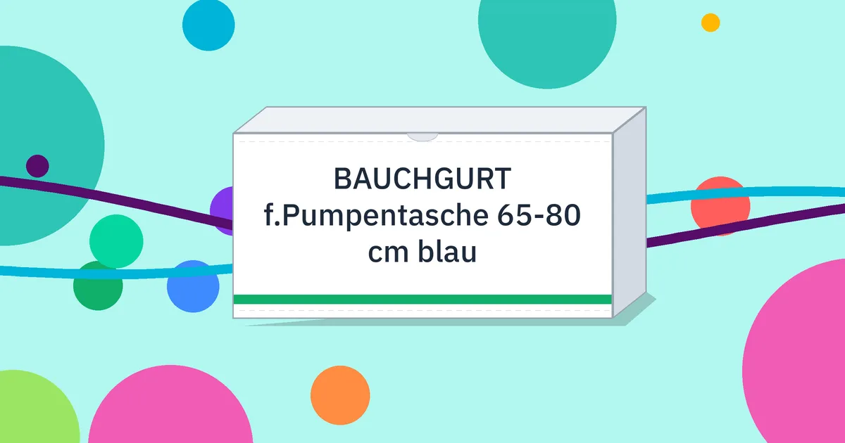 Symbolbild: Packung mit der Aufschrift BAUCHGURT f.Pumpentasche 65-80 cm blau (PZN 16510329) – Verfügbarkeit und Bezug in Apotheken in Frankfurt am Main