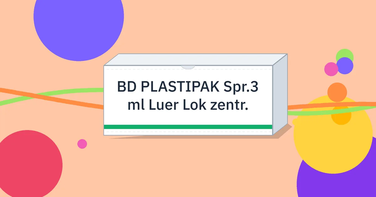 Symbolbild: Packung mit der Aufschrift BD PLASTIPAK Spr.3 ml Luer Lok zentr. (PZN 19194308) – Verfügbarkeit und Bezug in Apotheken in Frankfurt am Main