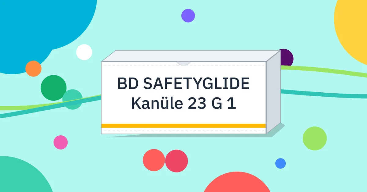Symbolbild: Packung mit der Aufschrift BD SAFETYGLIDE Kanüle 23 G 1 (PZN 08848155) – Verfügbarkeit und Bezug in Apotheken in Frankfurt am Main