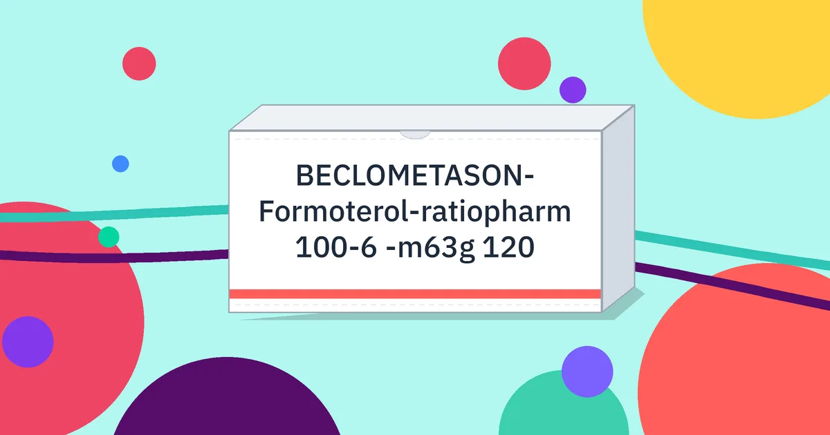 Symbolbild: Packung mit der Aufschrift BECLOMETASON-Formoterol-ratiopharm 100-6 -m63g 120 (PZN 19275082) – Verfügbarkeit und Bezug in Apotheken in Frankfurt am Main