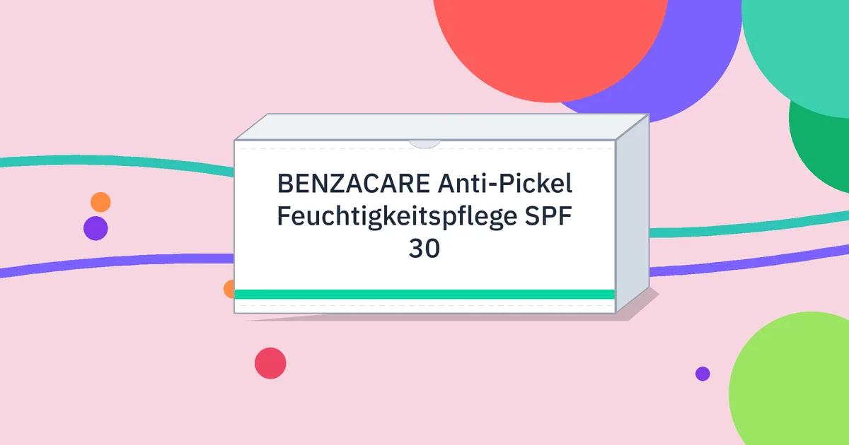 Symbolbild: Packung mit der Aufschrift BENZACARE Anti-Pickel Feuchtigkeitspflege SPF 30 (PZN 18186809) – Verfügbarkeit und Bezug in Apotheken in Frankfurt am Main