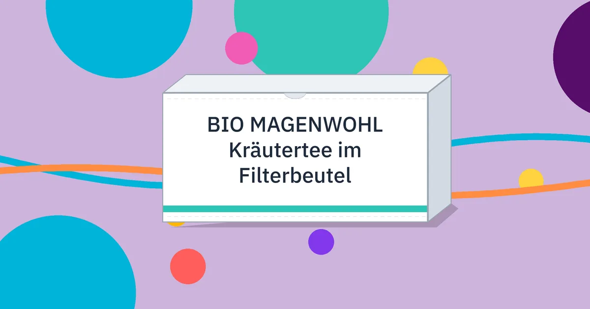 Symbolbild: Packung mit der Aufschrift BIO MAGENWOHL Kräutertee im Filterbeutel (PZN 19525981) – Verfügbarkeit und Bezug in Apotheken in Frankfurt am Main
