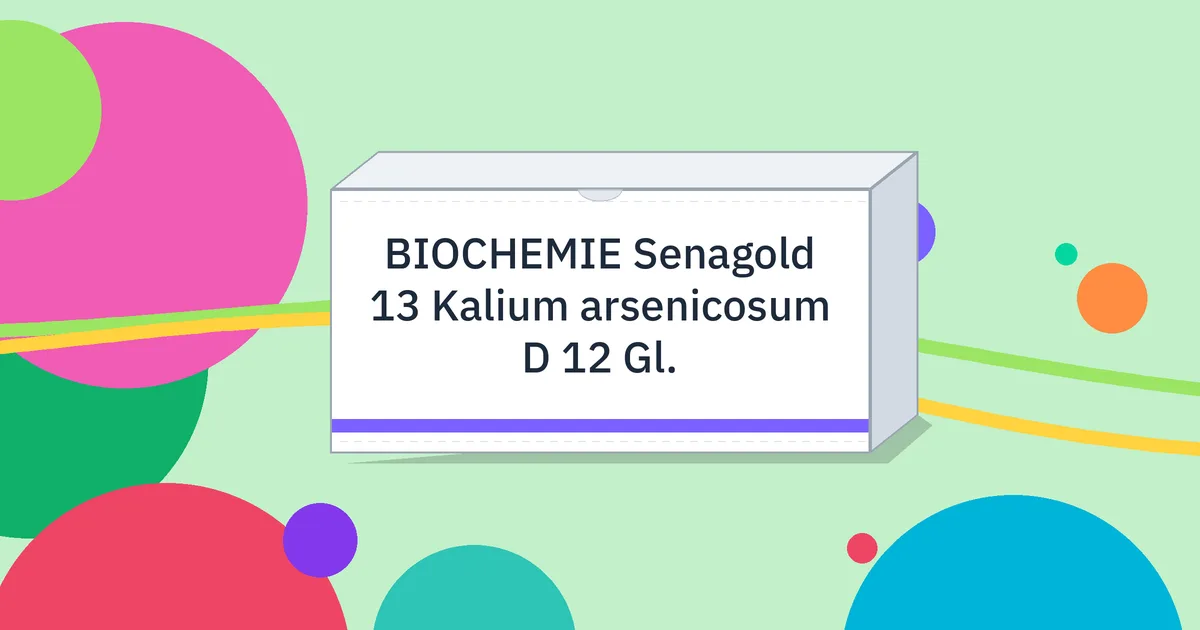 Symbolbild: Packung mit der Aufschrift BIOCHEMIE Senagold 13 Kalium arsenicosum D 12 Gl. (PZN 09214694) – Verfügbarkeit und Bezug in Apotheken in Frankfurt am Main