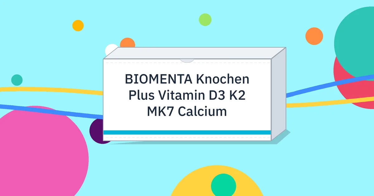 Symbolbild: Packung mit der Aufschrift BIOMENTA Knochen Plus Vitamin D3 K2 MK7 Calcium (PZN 16349093) – Verfügbarkeit und Bezug in Apotheken in Frankfurt am Main