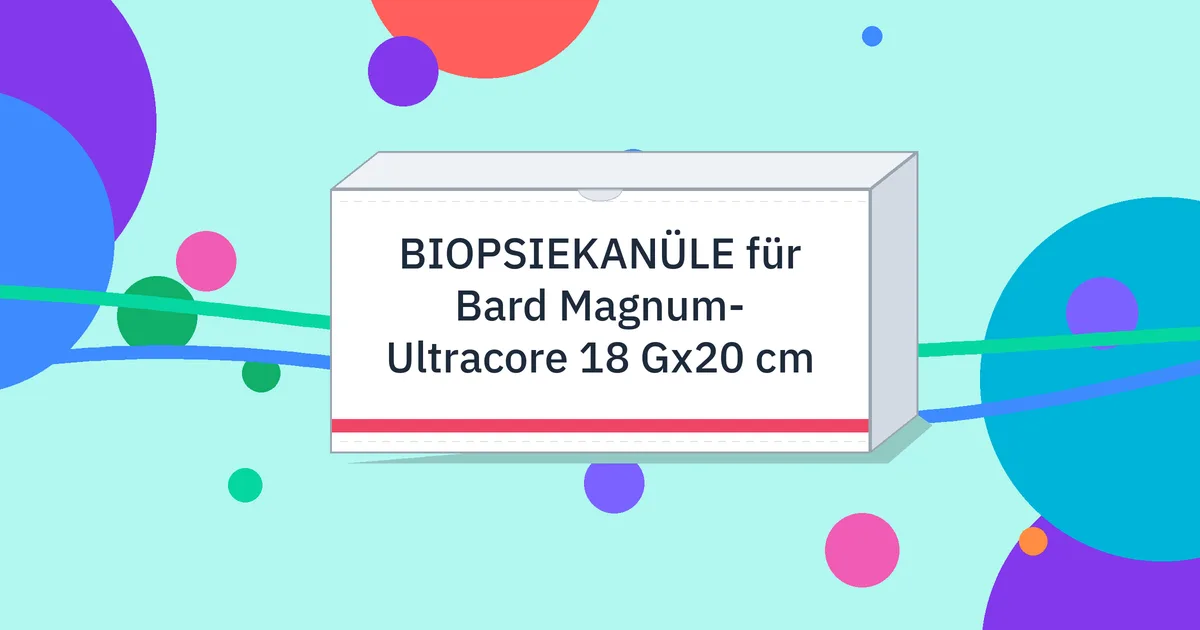 Symbolbild: Packung mit der Aufschrift BIOPSIEKANÜLE für Bard Magnum-Ultracore 18 Gx20 cm (PZN 07096753) – Verfügbarkeit und Bezug in Apotheken in Frankfurt am Main