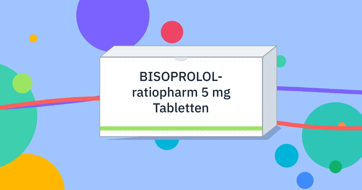 Symbolbild: Packung mit der Aufschrift BISOPROLOL-ratiopharm 5 mg Tabletten (PZN 06865971) – Verfügbarkeit und Bezug in Apotheken in Frankfurt am Main