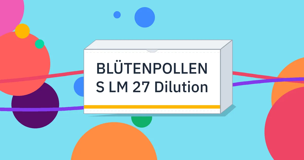 Symbolbild: Packung mit der Aufschrift BLÜTENPOLLEN S LM 27 Dilution (PZN 12795370) – Verfügbarkeit und Bezug in Apotheken in Frankfurt am Main