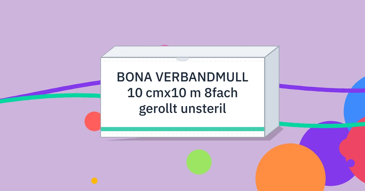Symbolbild: Packung mit der Aufschrift BONA VERBANDMULL 10 cmx10 m 8fach gerollt unsteril (PZN 02404569) – Verfügbarkeit und Bezug in Apotheken in Frankfurt am Main