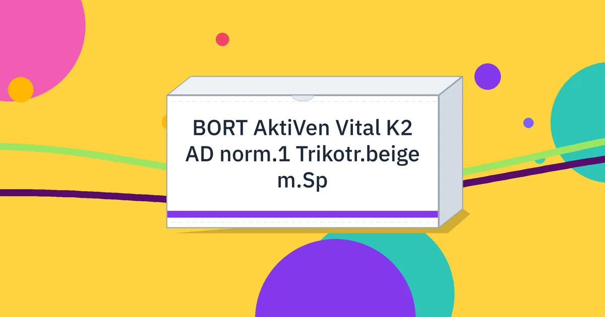 Symbolbild: Packung mit der Aufschrift BORT AktiVen Vital K2 AD norm.1 Trikotr.beige m.Sp (PZN 13727152) – Verfügbarkeit und Bezug in Apotheken in Frankfurt am Main