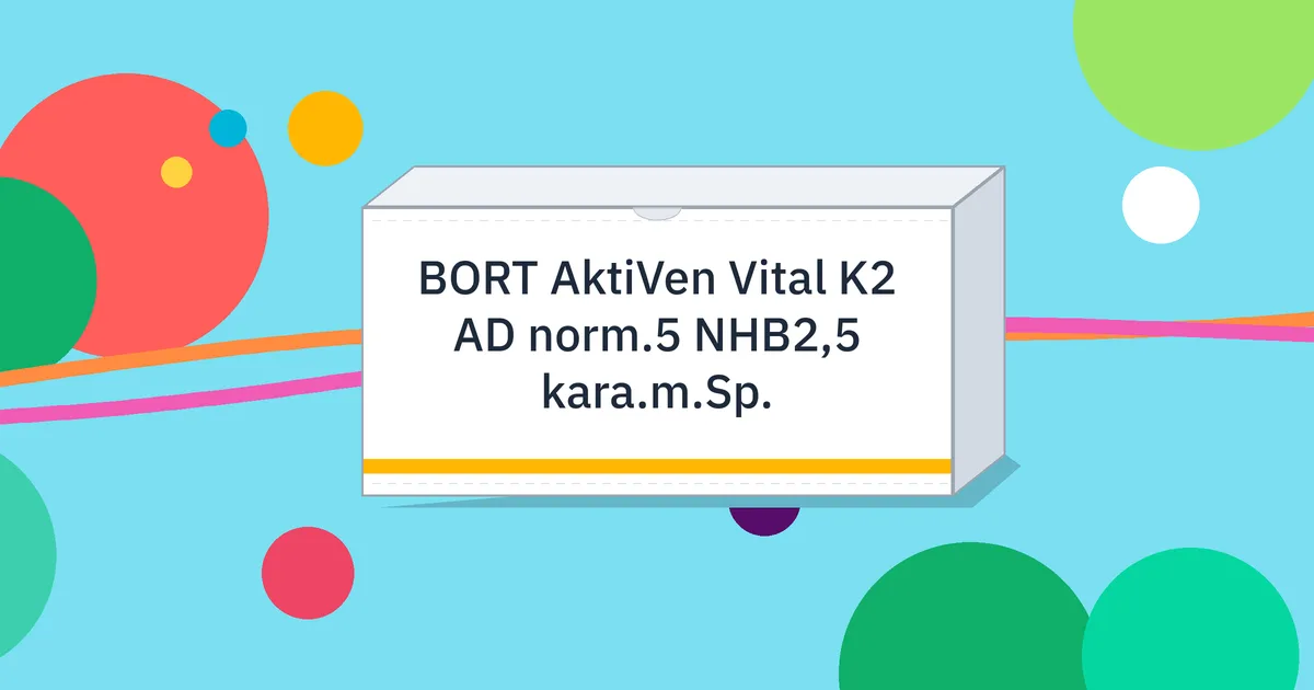 Symbolbild: Packung mit der Aufschrift BORT AktiVen Vital K2 AD norm.5 NHB2,5 kara.m.Sp. (PZN 17497743) – Verfügbarkeit und Bezug in Apotheken in Frankfurt am Main