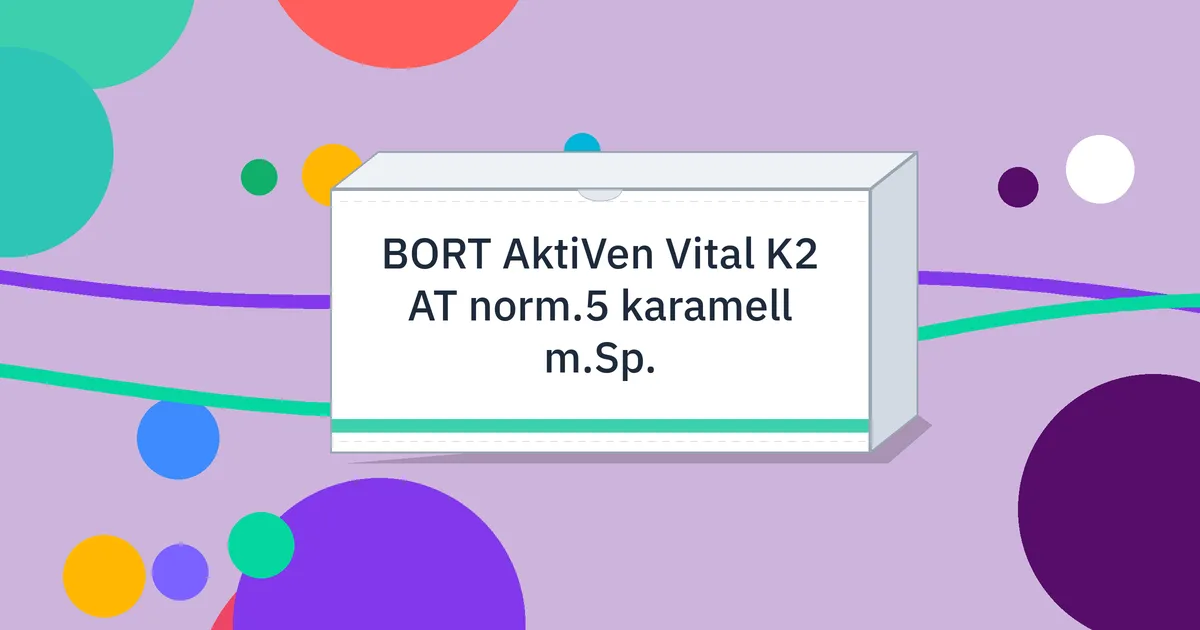 Symbolbild: Packung mit der Aufschrift BORT AktiVen Vital K2 AT norm.5 karamell m.Sp. (PZN 13737794) – Verfügbarkeit und Bezug in Apotheken in Frankfurt am Main