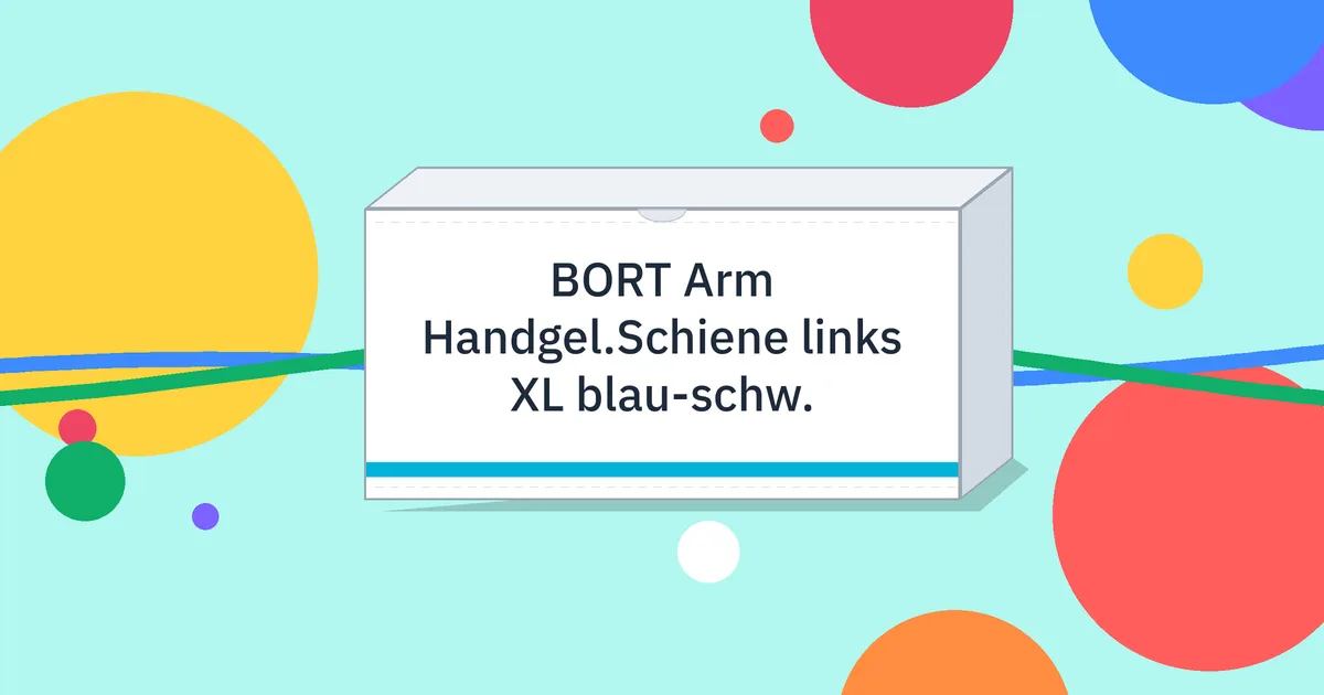 Symbolbild: Packung mit der Aufschrift BORT Arm Handgel.Schiene links XL blau-schw. (PZN 04196081) – Verfügbarkeit und Bezug in Apotheken in Frankfurt am Main