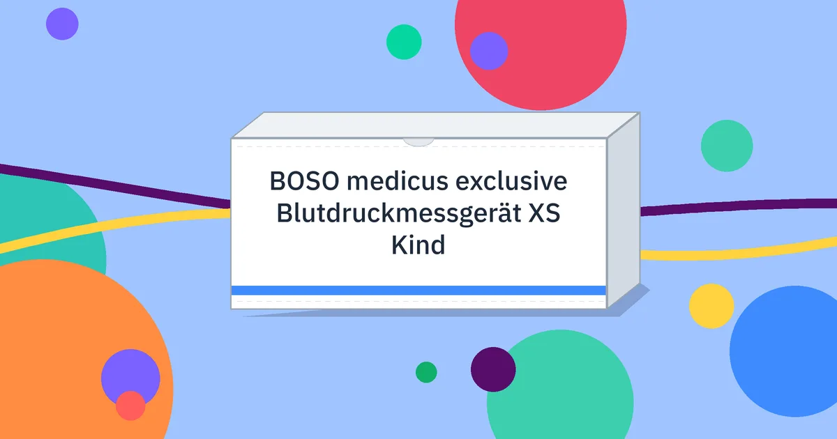 Symbolbild: Packung mit der Aufschrift BOSO medicus exclusive Blutdruckmessgerät XS Kind (PZN 13814193) – Verfügbarkeit und Bezug in Apotheken in Frankfurt am Main