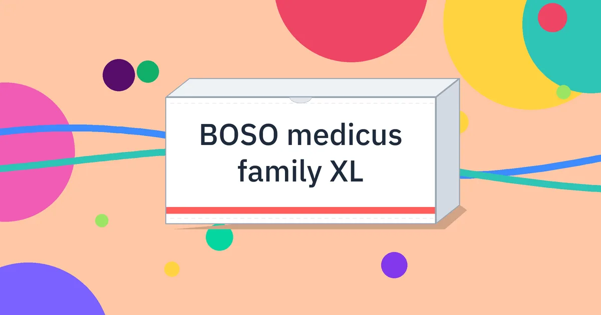 Symbolbild: Packung mit der Aufschrift BOSO medicus family XL (PZN 02088499) – Verfügbarkeit und Bezug in Apotheken in Frankfurt am Main