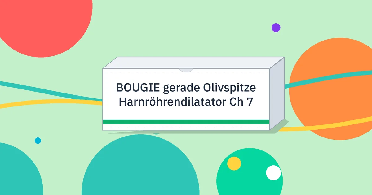 Symbolbild: Packung mit der Aufschrift BOUGIE gerade Olivspitze Harnröhrendilatator Ch 7 (PZN 17509133) – Verfügbarkeit und Bezug in Apotheken in Frankfurt am Main