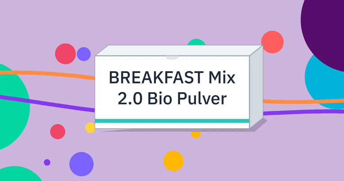Symbolbild: Packung mit der Aufschrift BREAKFAST Mix 2.0 Bio Pulver (PZN 18412341) – Verfügbarkeit und Bezug in Apotheken in Frankfurt am Main