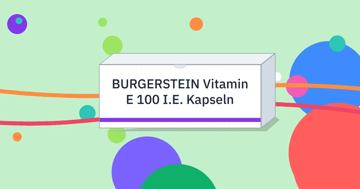 Symbolbild: Packung mit der Aufschrift BURGERSTEIN Vitamin E 100 I.E. Kapseln (PZN 20542105) – Verfügbarkeit und Bezug in Apotheken in Frankfurt am Main