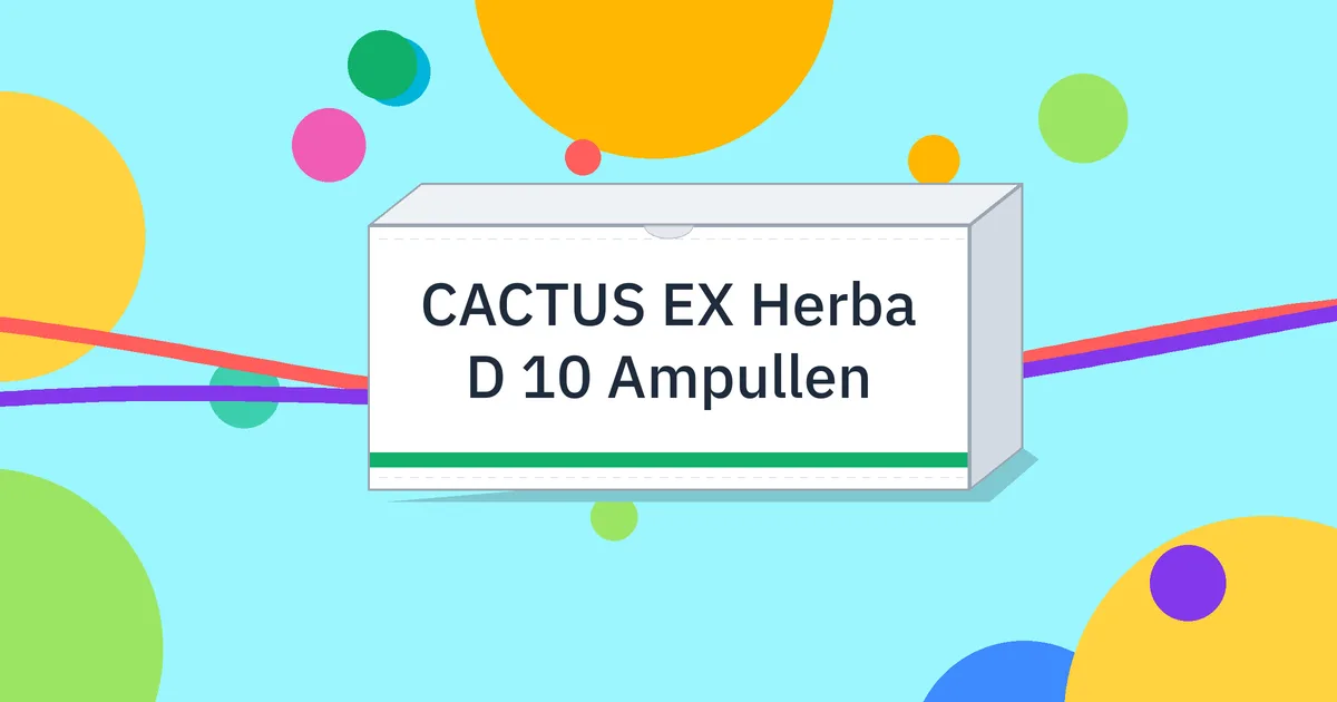 Symbolbild: Packung mit der Aufschrift CACTUS EX Herba D 10 Ampullen (PZN 02883883) – Verfügbarkeit und Bezug in Apotheken in Frankfurt am Main