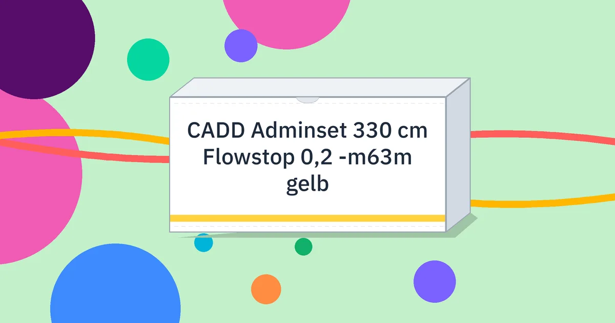 Symbolbild: Packung mit der Aufschrift CADD Adminset 330 cm Flowstop 0,2 -m63m gelb (PZN 11242077) – Verfügbarkeit und Bezug in Apotheken in Frankfurt am Main