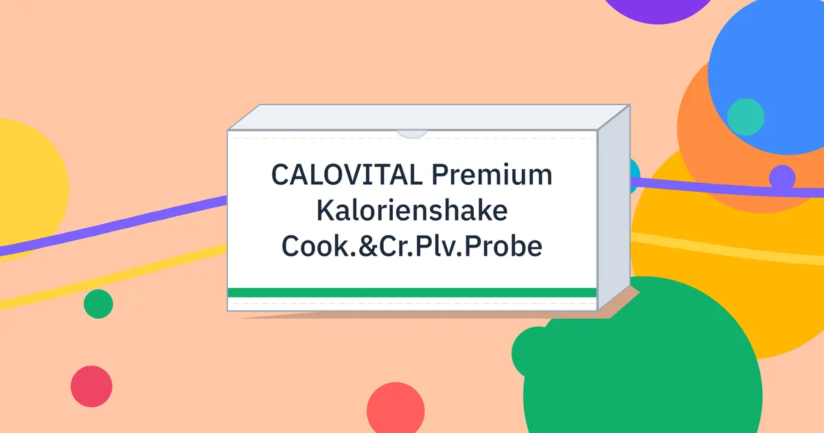 Symbolbild: Packung mit der Aufschrift CALOVITAL Premium Kalorienshake Cook.&Cr.Plv.Probe (PZN 19823069) – Verfügbarkeit und Bezug in Apotheken in Frankfurt am Main