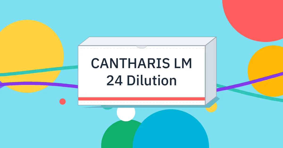 Symbolbild: Packung mit der Aufschrift CANTHARIS LM 24 Dilution (PZN 12808322) – Verfügbarkeit und Bezug in Apotheken in Frankfurt am Main