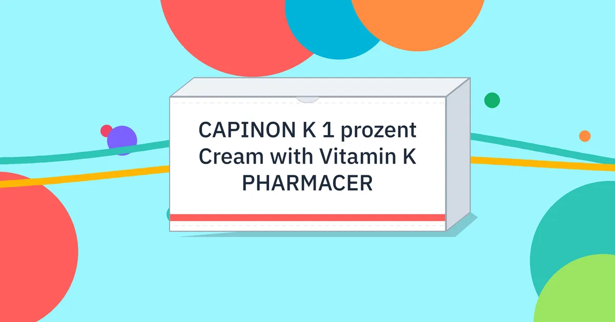 Symbolbild: Packung mit der Aufschrift CAPINON K 1 prozent Cream with Vitamin K PHARMACER (PZN 16390629) – Verfügbarkeit und Bezug in Apotheken in Frankfurt am Main