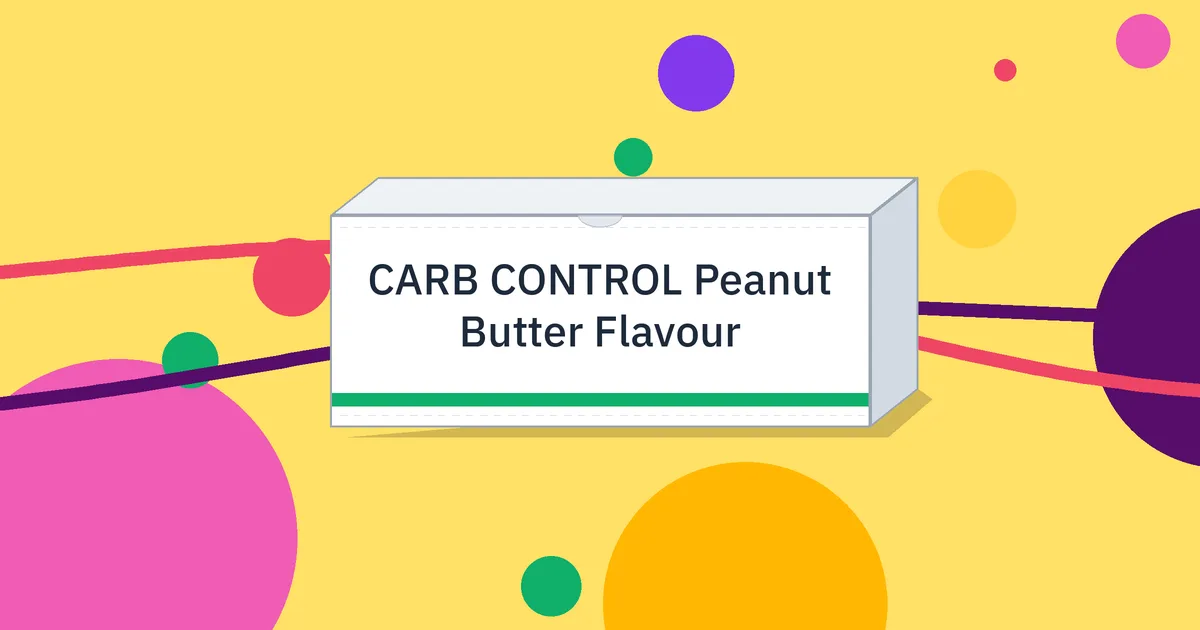 Symbolbild: Packung mit der Aufschrift CARB CONTROL Peanut Butter Flavour (PZN 07090644) – Verfügbarkeit und Bezug in Apotheken in Frankfurt am Main