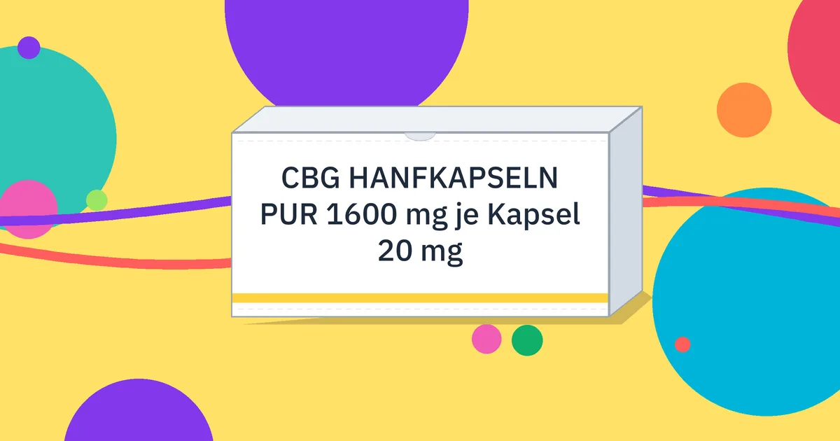 Symbolbild: Packung mit der Aufschrift CBG HANFKAPSELN PUR 1600 mg je Kapsel 20 mg (PZN 15615606) – Verfügbarkeit und Bezug in Apotheken in Frankfurt am Main