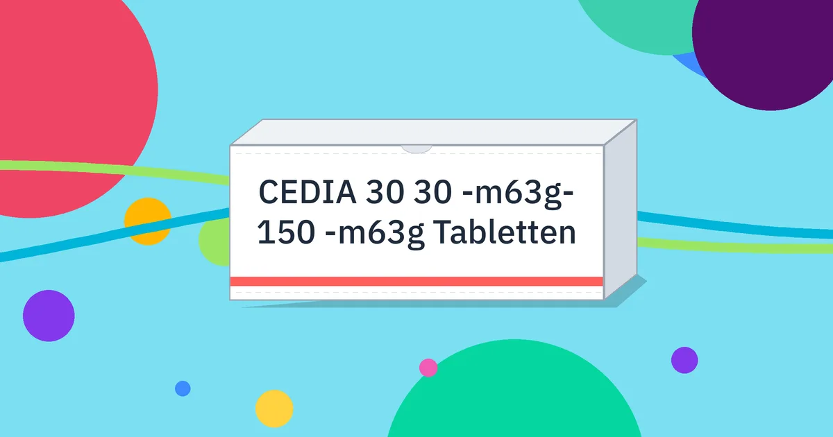 Symbolbild: Packung mit der Aufschrift CEDIA 30 30 -m63g-150 -m63g Tabletten (PZN 09235472) – Verfügbarkeit und Bezug in Apotheken in Frankfurt am Main