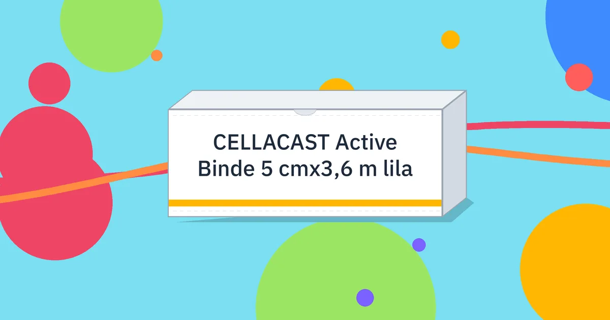 Symbolbild: Packung mit der Aufschrift CELLACAST Active Binde 5 cmx3,6 m lila (PZN 14264398) – Verfügbarkeit und Bezug in Apotheken in Frankfurt am Main