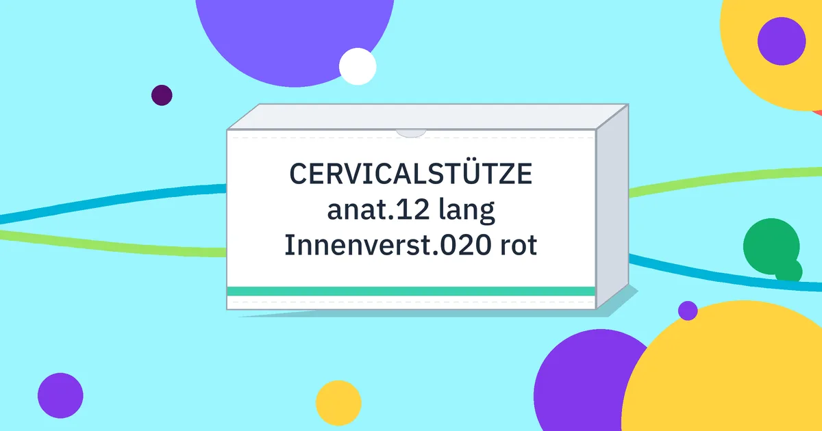 Symbolbild: Packung mit der Aufschrift CERVICALSTÜTZE anat.12 lang Innenverst.020 rot (PZN 08895249) – Verfügbarkeit und Bezug in Apotheken in Frankfurt am Main