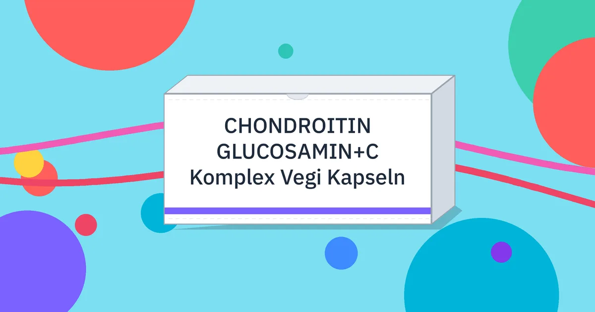 Symbolbild: Packung mit der Aufschrift CHONDROITIN GLUCOSAMIN+C Komplex Vegi Kapseln (PZN 03838198) – Verfügbarkeit und Bezug in Apotheken in Frankfurt am Main