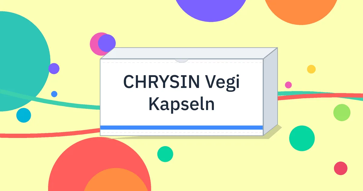 Symbolbild: Packung mit der Aufschrift CHRYSIN Vegi Kapseln (PZN 03077463) – Verfügbarkeit und Bezug in Apotheken in Frankfurt am Main