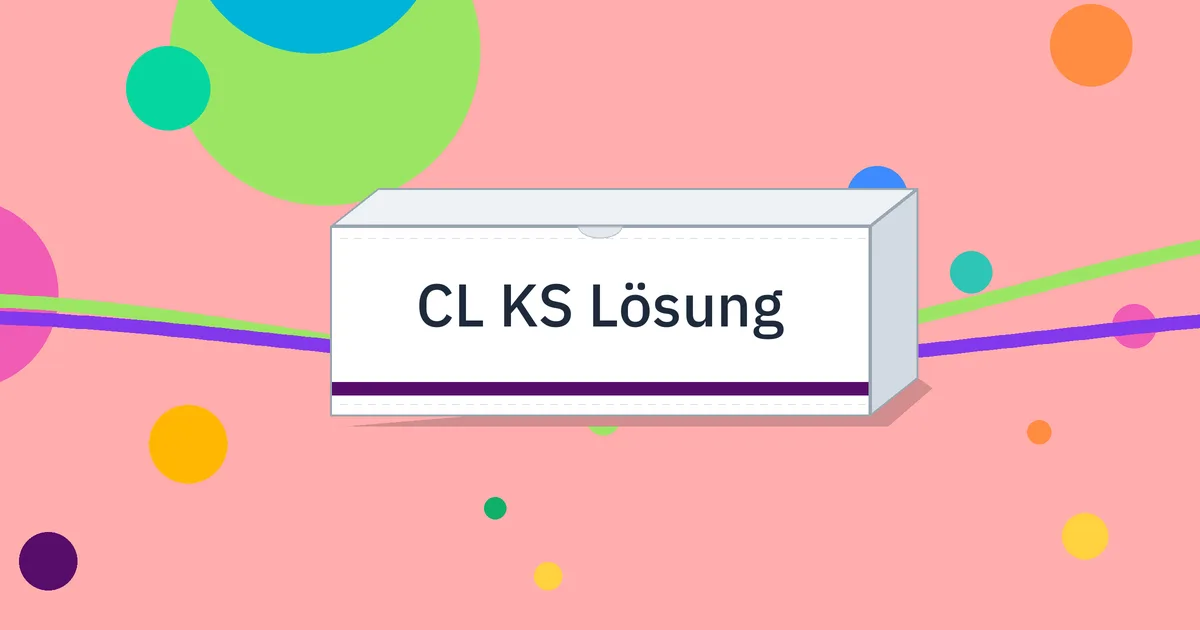 Symbolbild: Packung mit der Aufschrift CL KS Lösung (PZN 02038254) – Verfügbarkeit und Bezug in Apotheken in Frankfurt am Main
