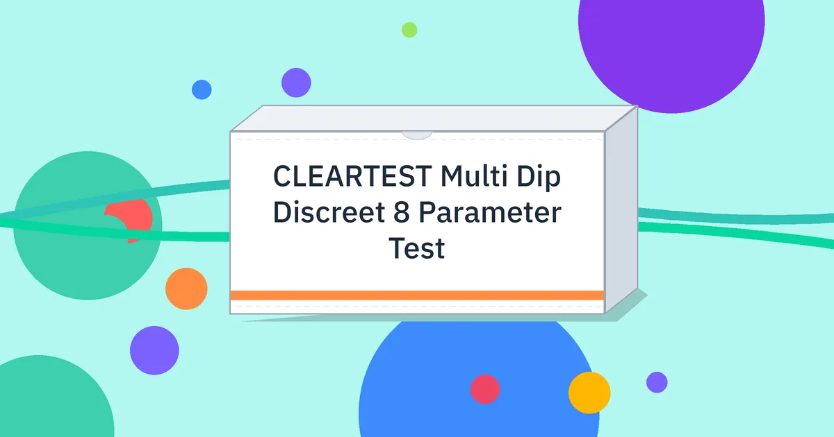 Symbolbild: Packung mit der Aufschrift CLEARTEST Multi Dip Discreet 8 Parameter Test (PZN 18038888) – Verfügbarkeit und Bezug in Apotheken in Frankfurt am Main