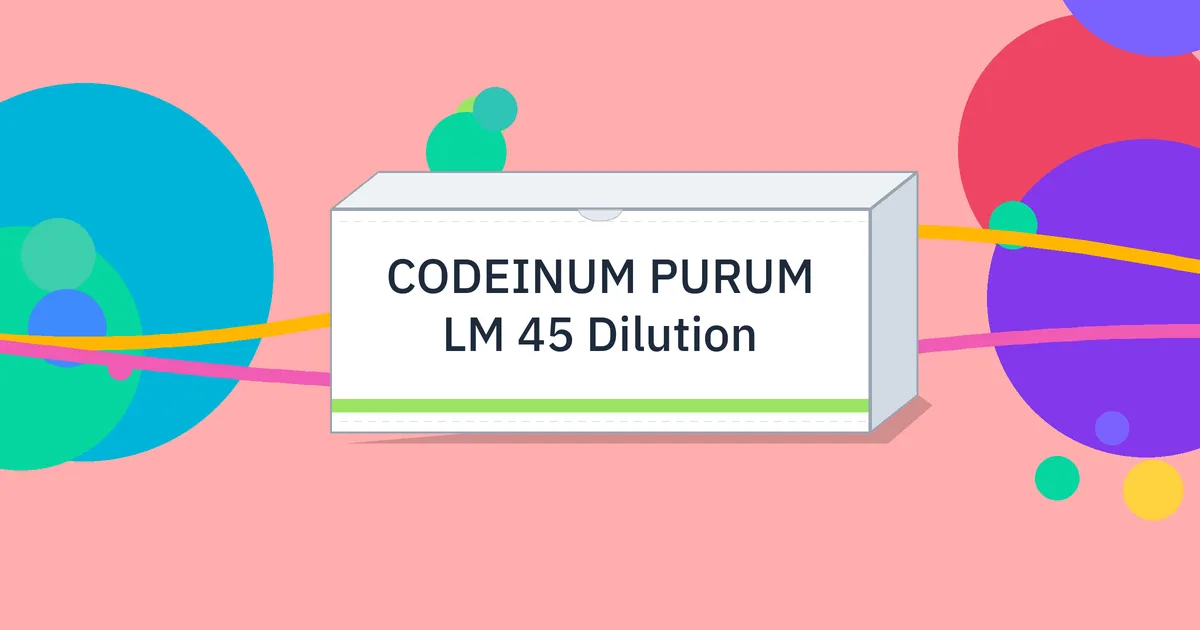Symbolbild: Packung mit der Aufschrift CODEINUM PURUM LM 45 Dilution (PZN 12830675) – Verfügbarkeit und Bezug in Apotheken in Frankfurt am Main
