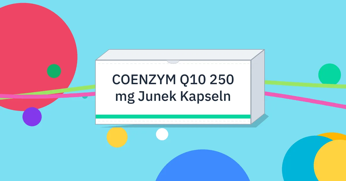Symbolbild: Packung mit der Aufschrift COENZYM Q10 250 mg Junek Kapseln (PZN 09720256) – Verfügbarkeit und Bezug in Apotheken in Frankfurt am Main