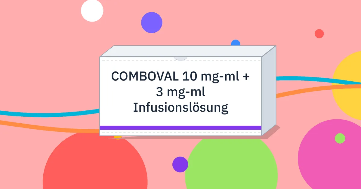 Symbolbild: Packung mit der Aufschrift COMBOVAL 10 mg-ml + 3 mg-ml Infusionslösung (PZN 20812071) – Verfügbarkeit und Bezug in Apotheken in Frankfurt am Main