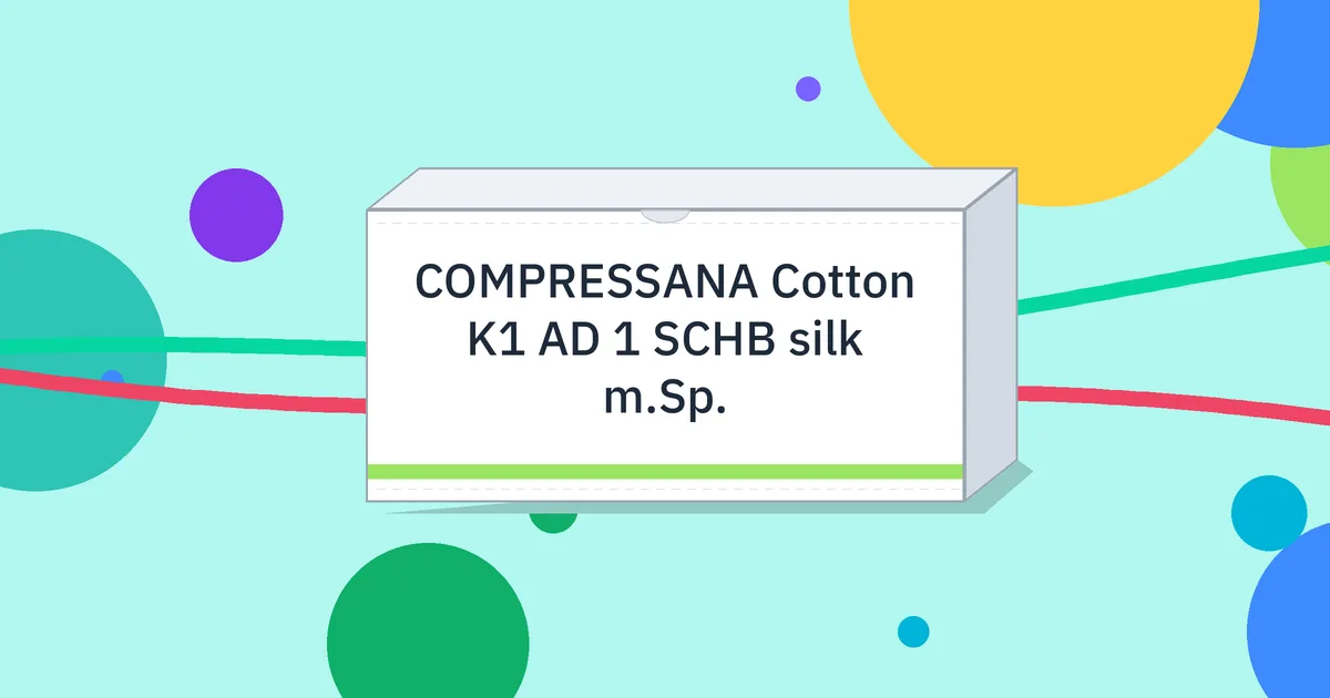 Symbolbild: Packung mit der Aufschrift COMPRESSANA Cotton K1 AD 1 SCHB silk m.Sp. (PZN 16958886) – Verfügbarkeit und Bezug in Apotheken in Frankfurt am Main