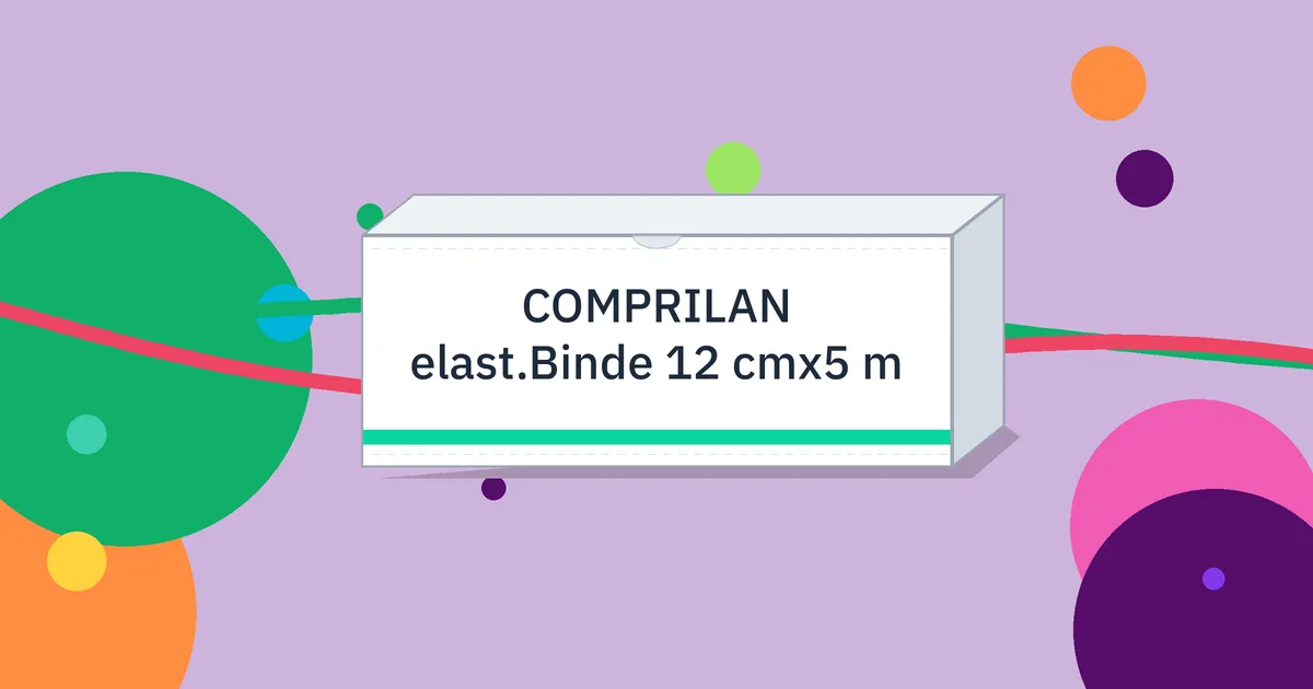 Symbolbild: Packung mit der Aufschrift COMPRILAN elast.Binde 12 cmx5 m (PZN 19768040) – Verfügbarkeit und Bezug in Apotheken in Frankfurt am Main