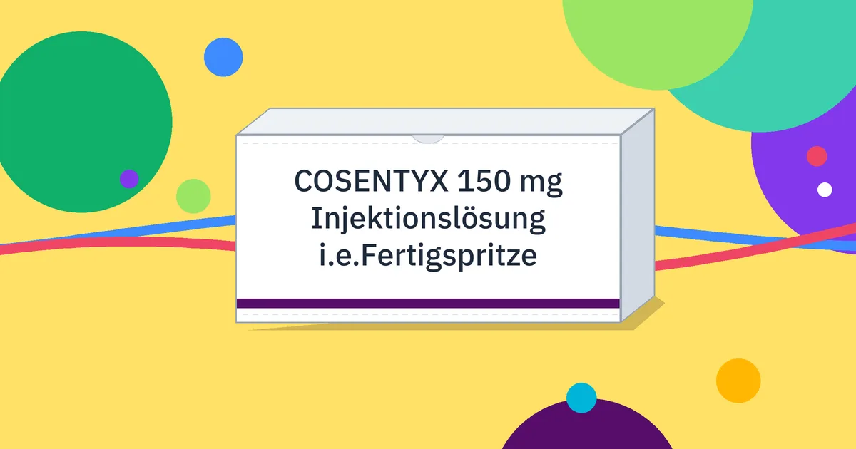 Symbolbild: Packung mit der Aufschrift COSENTYX 150 mg Injektionslösung i.e.Fertigspritze (PZN 13247989) – Verfügbarkeit und Bezug in Apotheken in Frankfurt am Main