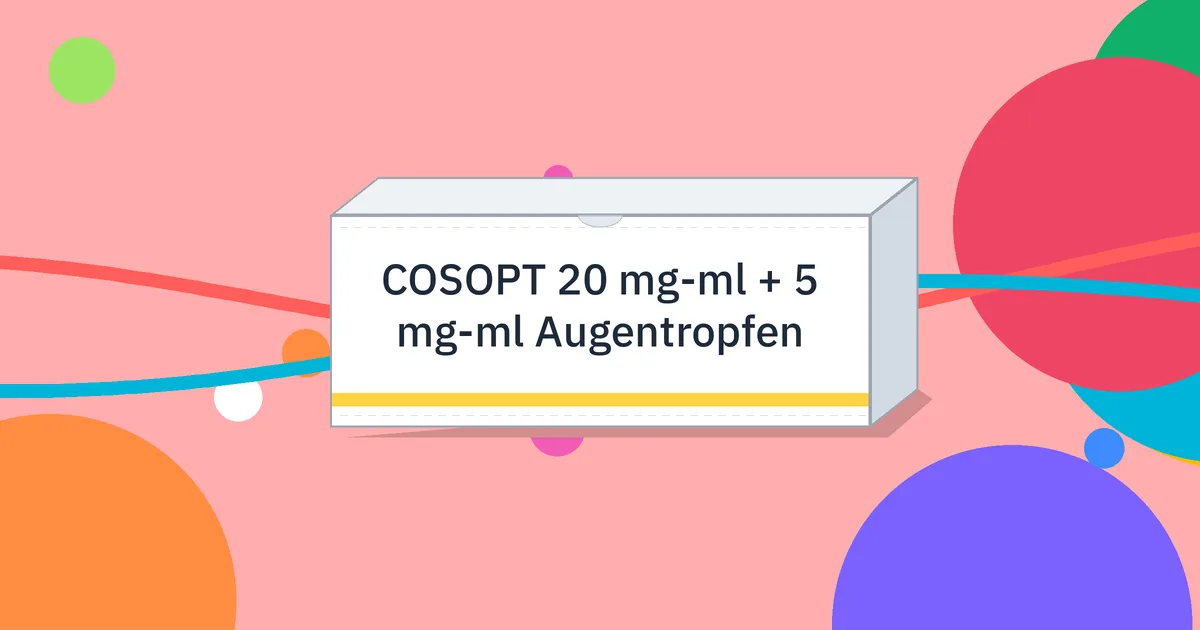 Symbolbild: Packung mit der Aufschrift COSOPT 20 mg-ml + 5 mg-ml Augentropfen (PZN 04347290) – Verfügbarkeit und Bezug in Apotheken in Frankfurt am Main