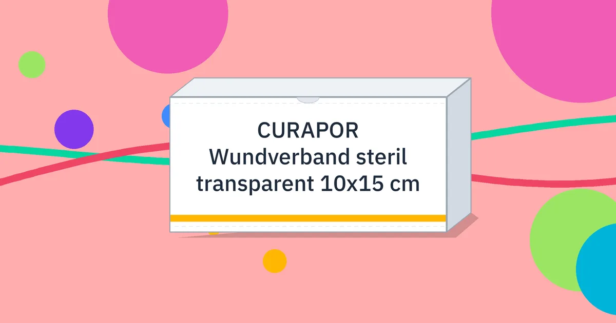 Symbolbild: Packung mit der Aufschrift CURAPOR Wundverband steril transparent 10x15 cm (PZN 17451209) – Verfügbarkeit und Bezug in Apotheken in Frankfurt am Main