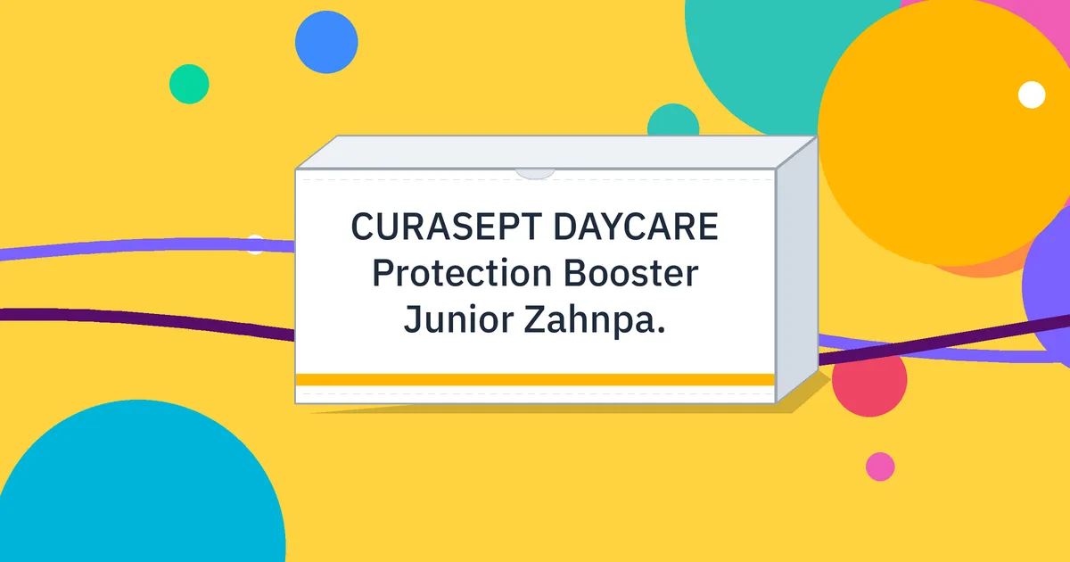 Symbolbild: Packung mit der Aufschrift CURASEPT DAYCARE Protection Booster Junior Zahnpa. (PZN 18680254) – Verfügbarkeit und Bezug in Apotheken in Frankfurt am Main